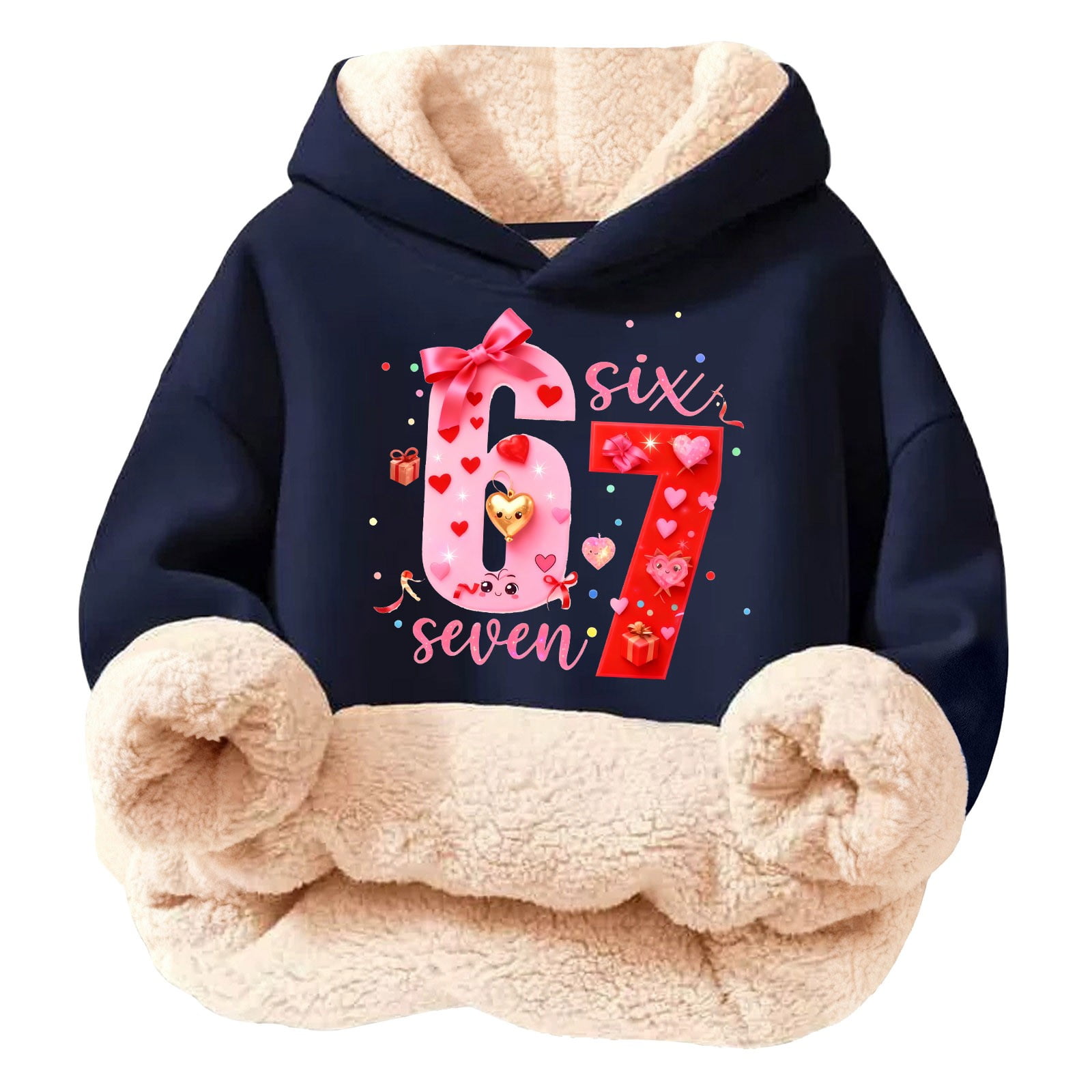 Byoo Teen Girl Hoodie Valentine Lined Number Graphic Hooded Full Sleeve ...
