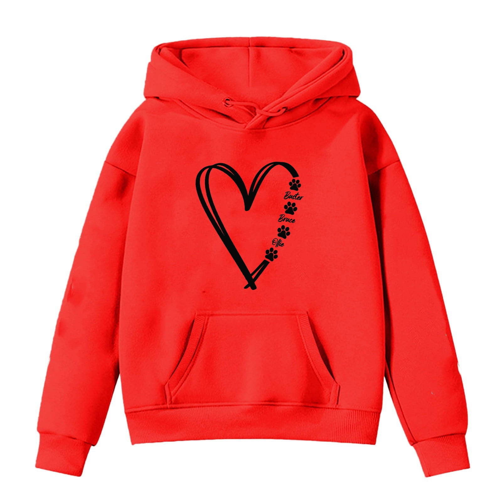 Byoo Teen Girl's Oversized Hoodie Heart Printed Long Sleeve Oversized ...