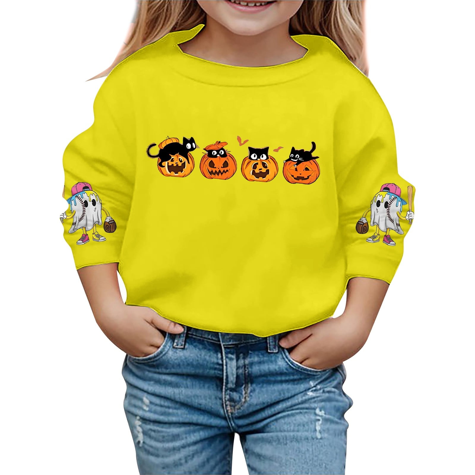 Byoo Teen Girls Halloween Pumpkin Sweatshirt Cute Crew Neck Long Sleeve ...
