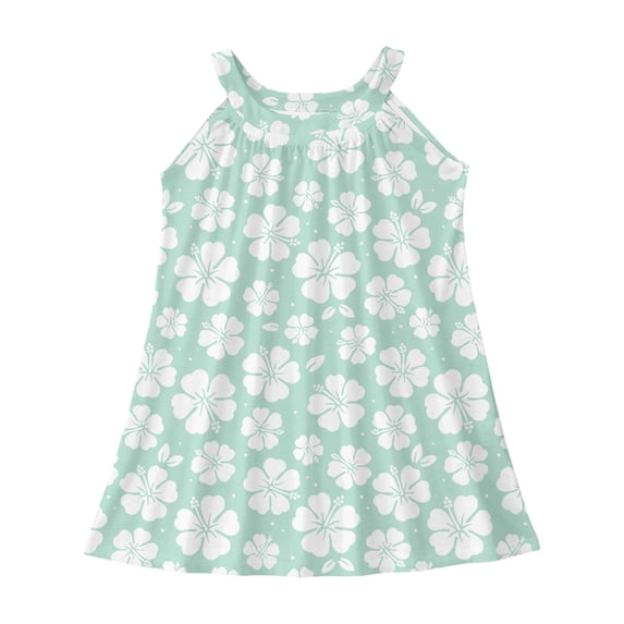 Byoo Girls Hibiscus Floral Print Dress Sleeveless Halter Neck Beach ...
