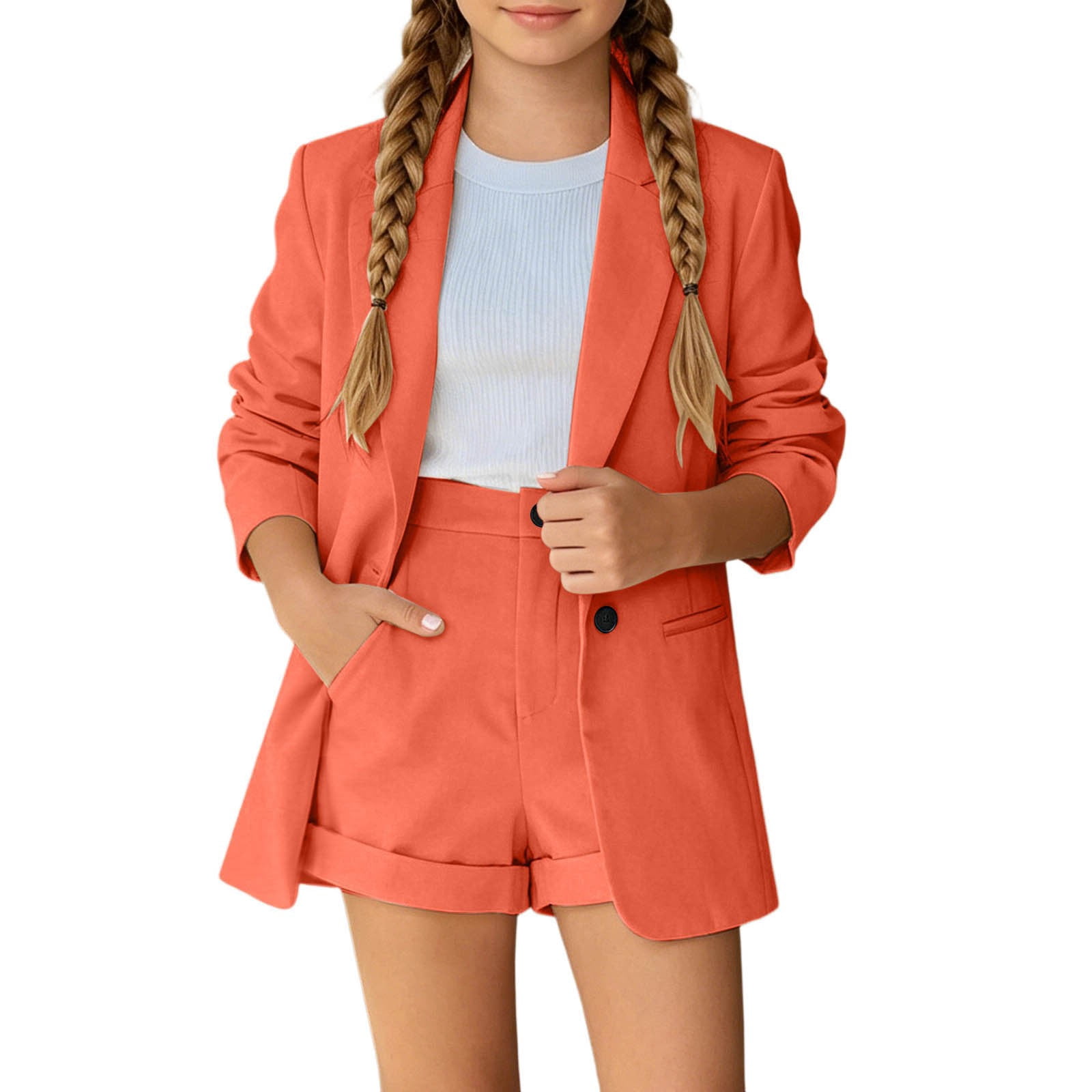 Byoo Teen Girls Solid Color Blazer Outfit formal Jacket Dress Shorts ...