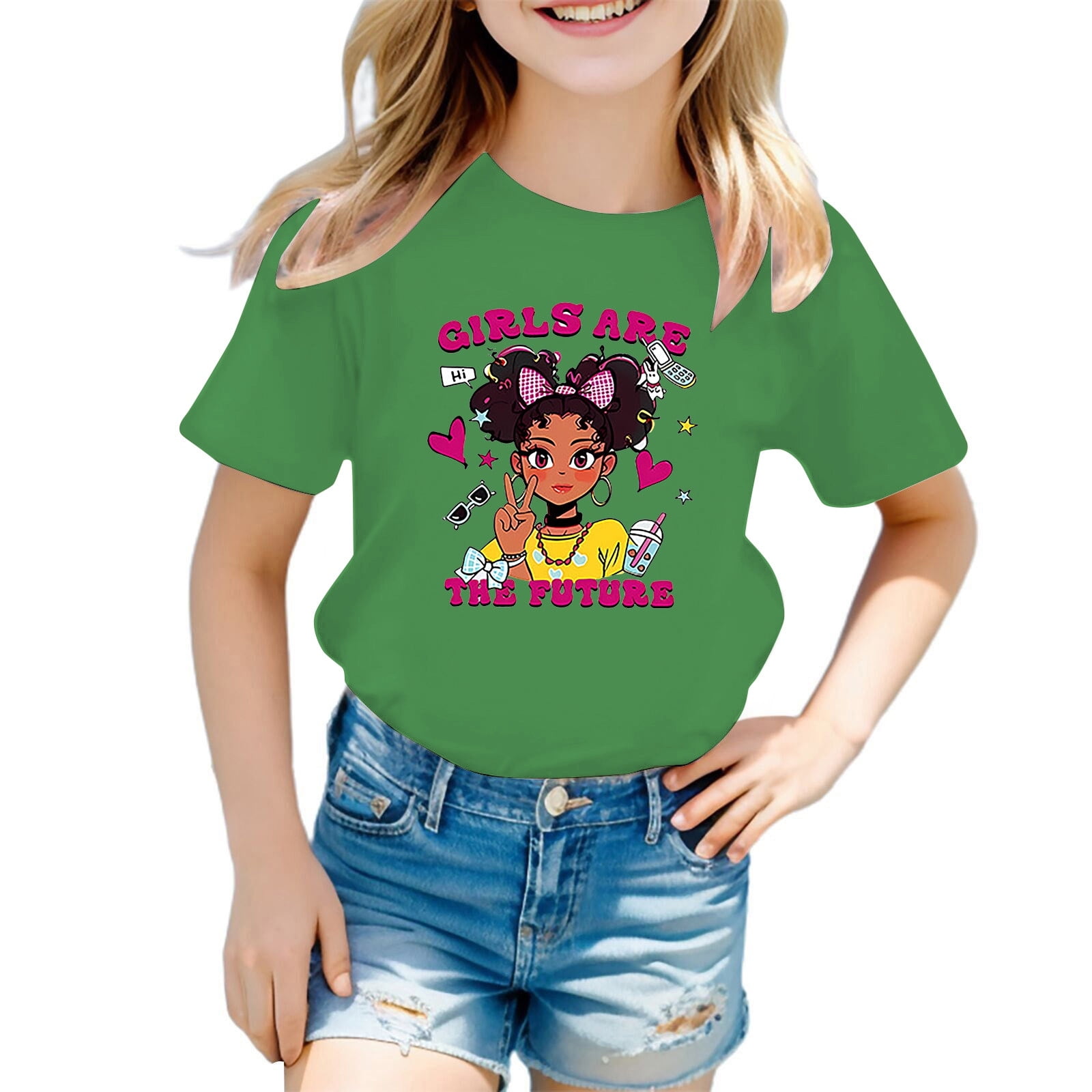 Byoo Girls T-Shirt Casual Graphic Tee Comfortable Short Sleeve Crew ...