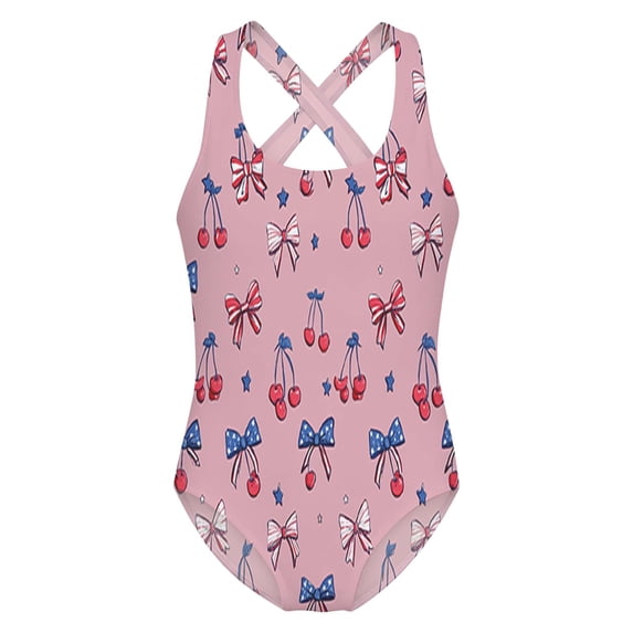 Byoo Teen Girls UPF 50+ One Piece Swimsuit 4th Of July Criss Cross Back ...