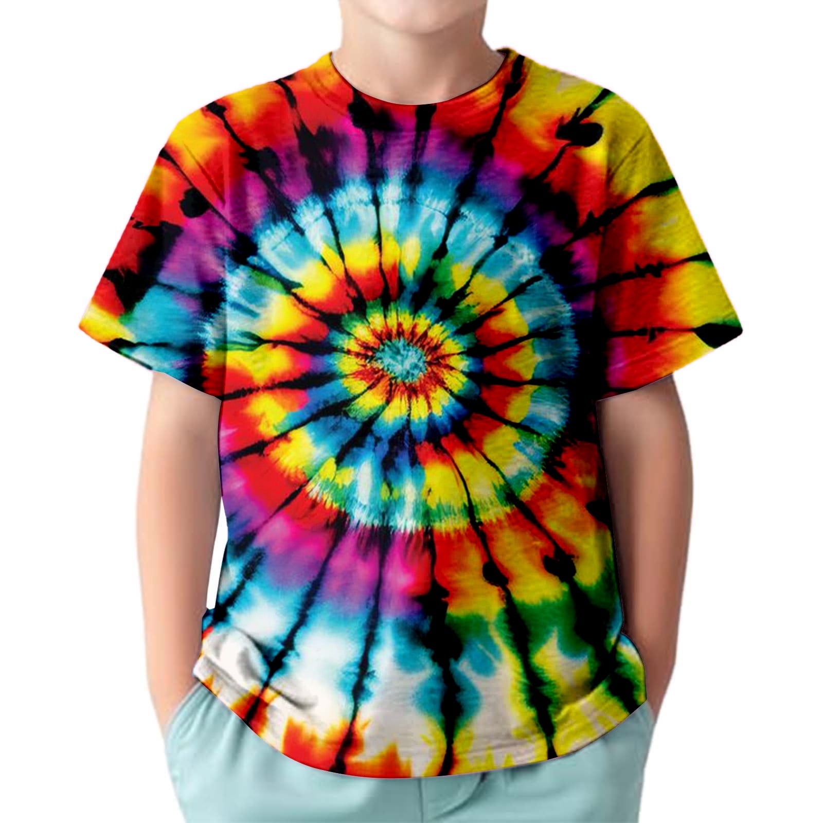 Byoo Tie Dyed Tee for Boys Short Sleeved Round Neck T-Shirt Casual ...
