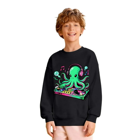 Byoo Toddler Boy Sweatshirt Casual Octopus Graphic Full Sleeve Crew ...