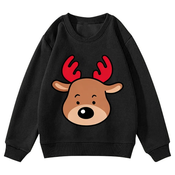 Byoo Toddler Boy Sweatshirt Christmas Cute Reindeer Graphic O-Neck Full ...