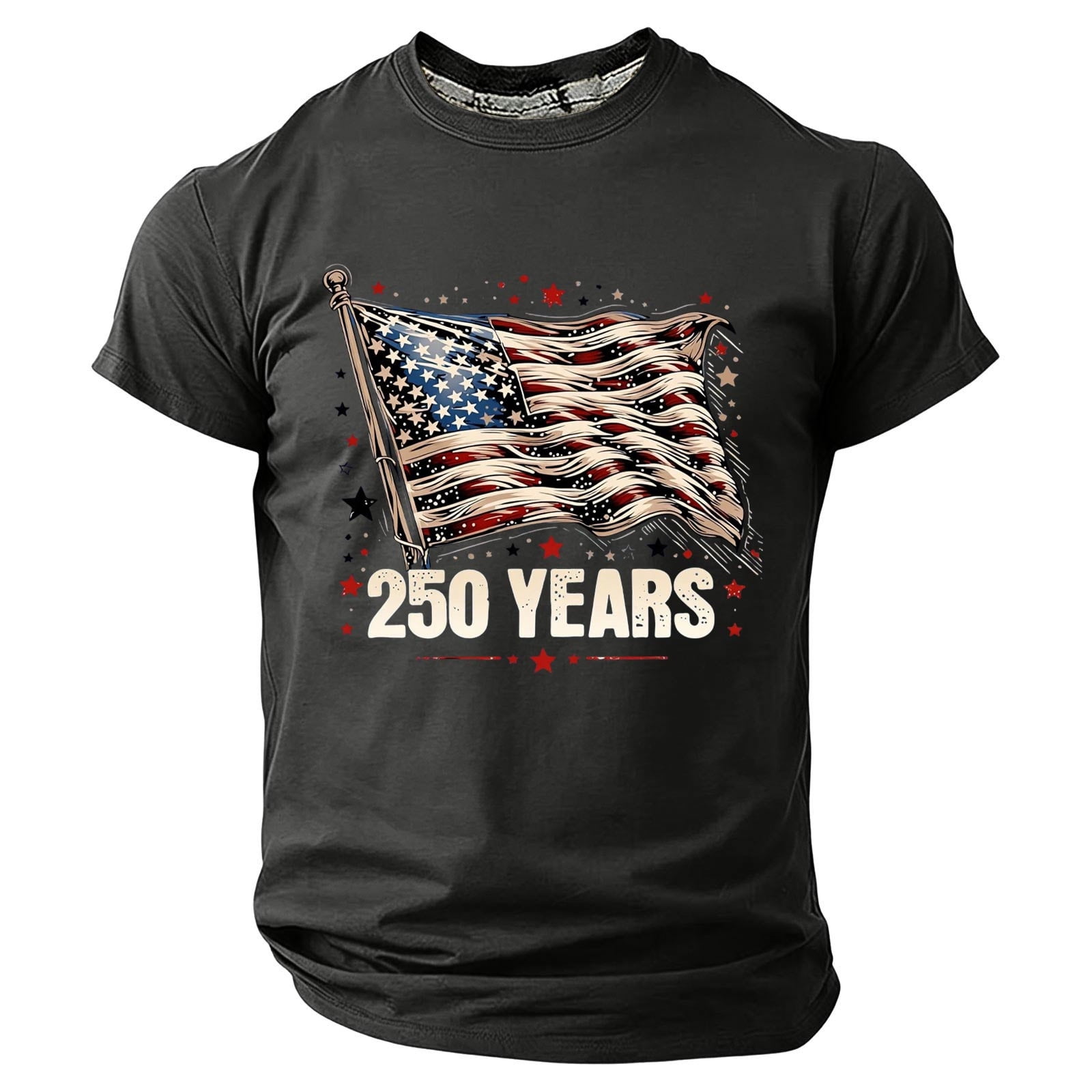 Byoo Toddler Boys 250 Years Vintage USA Flag Graphic Crew Neck T-Shirt ...