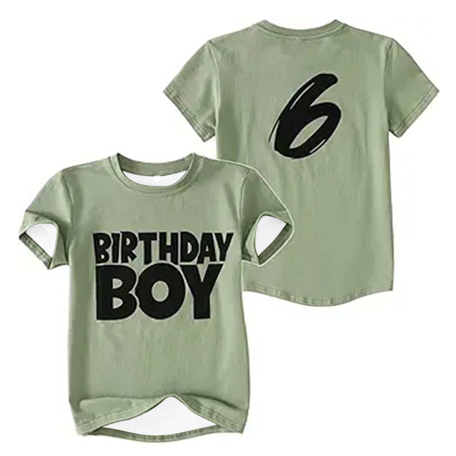 Byoo Toddler Boys 6Th Birthday T-Shirt Letter Print Short Sleeve Crew ...