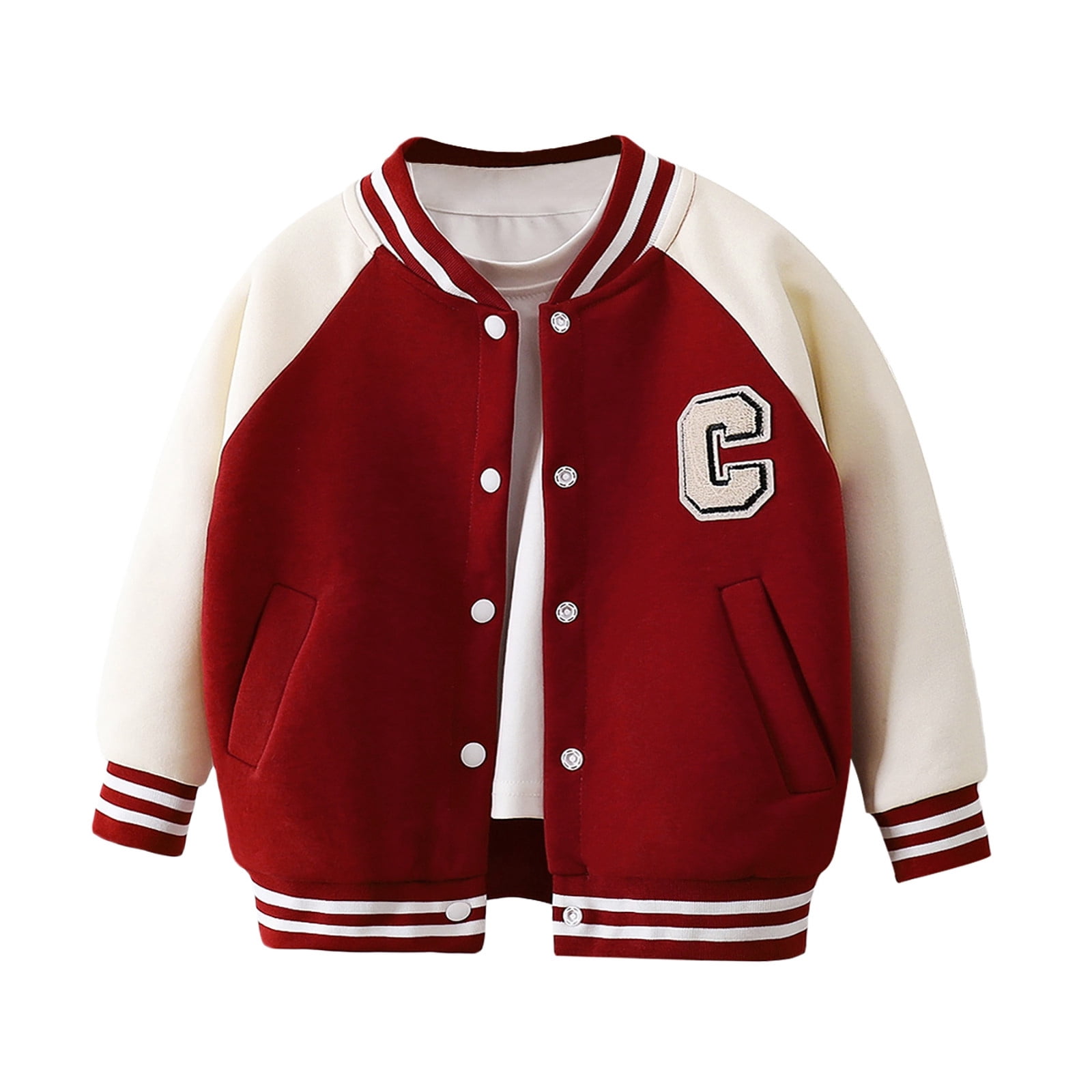 Byoo Toddler Boys Baseball Jacket Letter Graphic Buttons Pocket Casual ...