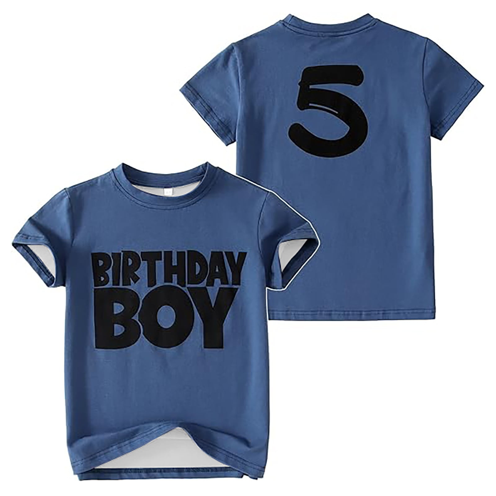 Byoo Toddler Boys Birthday T-Shirt Letter Print Short Sleeve Crew Neck ...