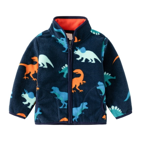 Byoo Toddler Boys Fleece Jacket Cartoon Animal Print Stand Collar Zip ...