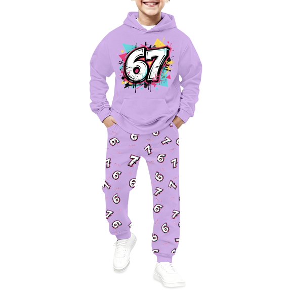 Byoo Toddler Boys Hoodie Sweatsuit Sets Fleece Number Graphic Hoody ...