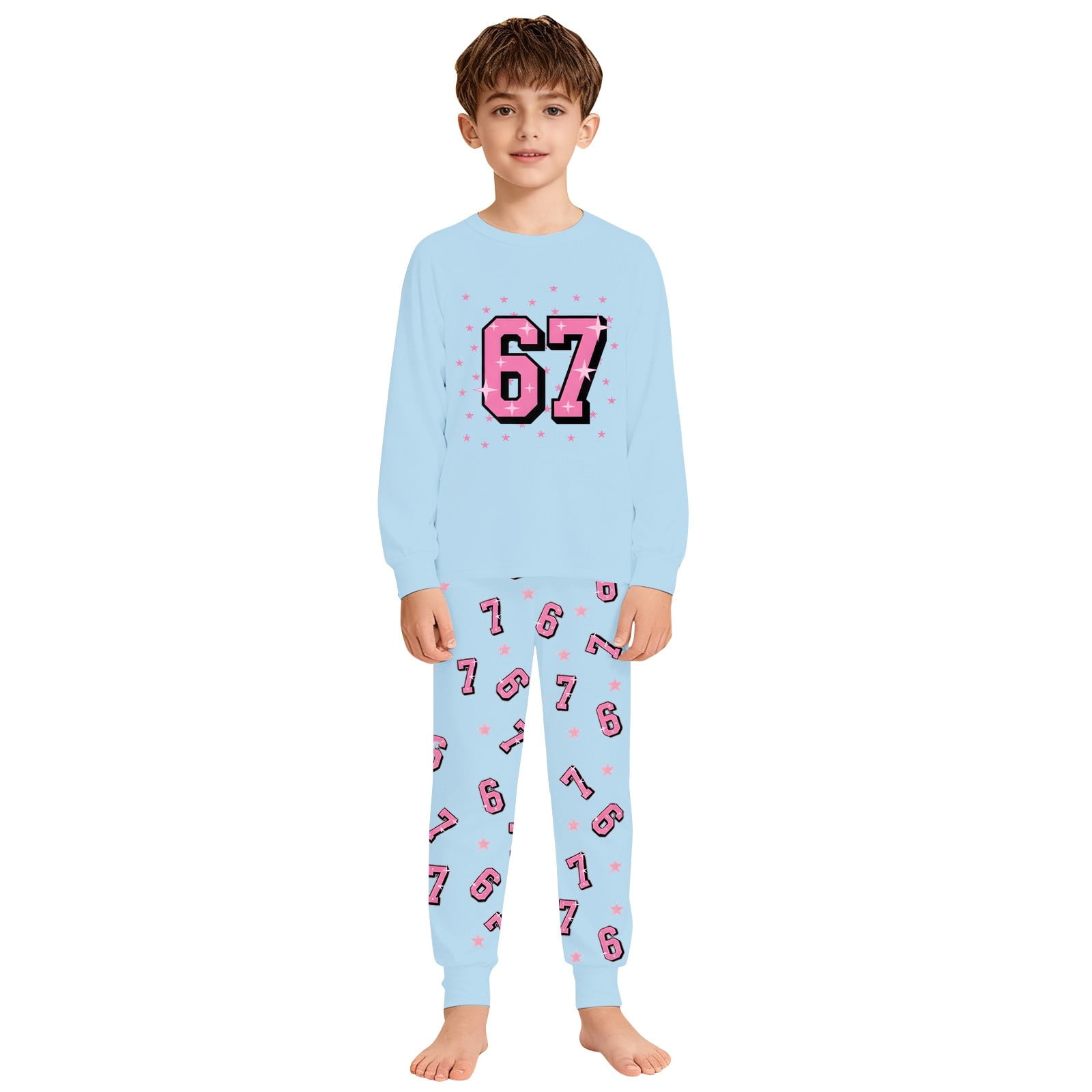 Byoo Toddler Boys Number Graphic Sleepwear Set Long Sleeve Crew Neck ...