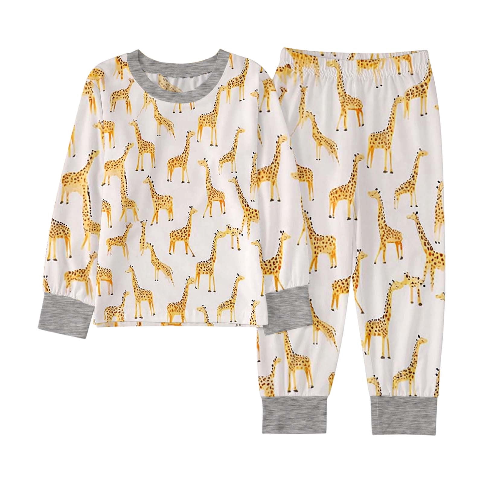 Byoo Toddler Boys Pajama Set Giraffe Print Long Sleeve Top Pants Cotton ...