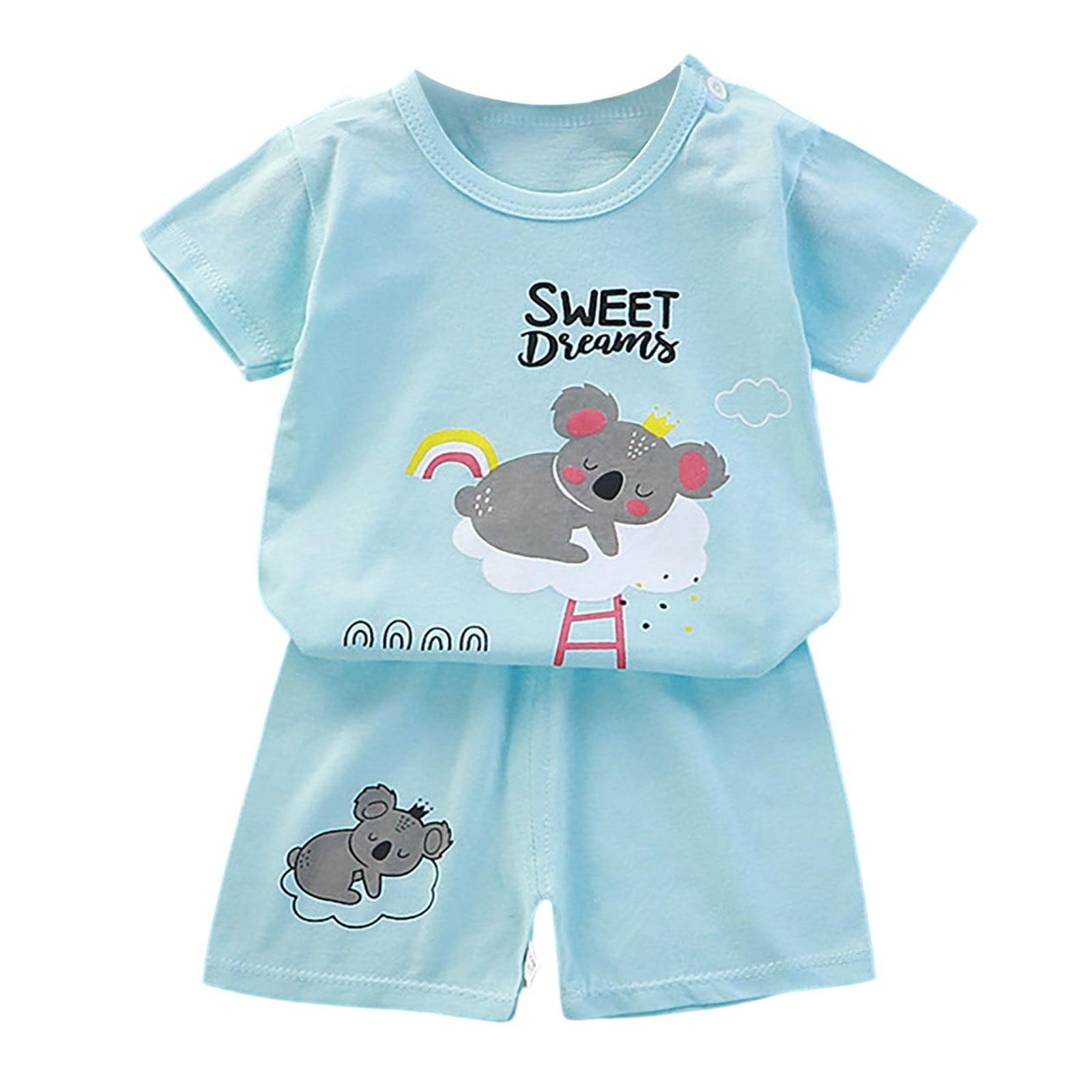 Byoo Toddler Boys Summer Cartoon Printed Outfits Short Sleeved Tops ...