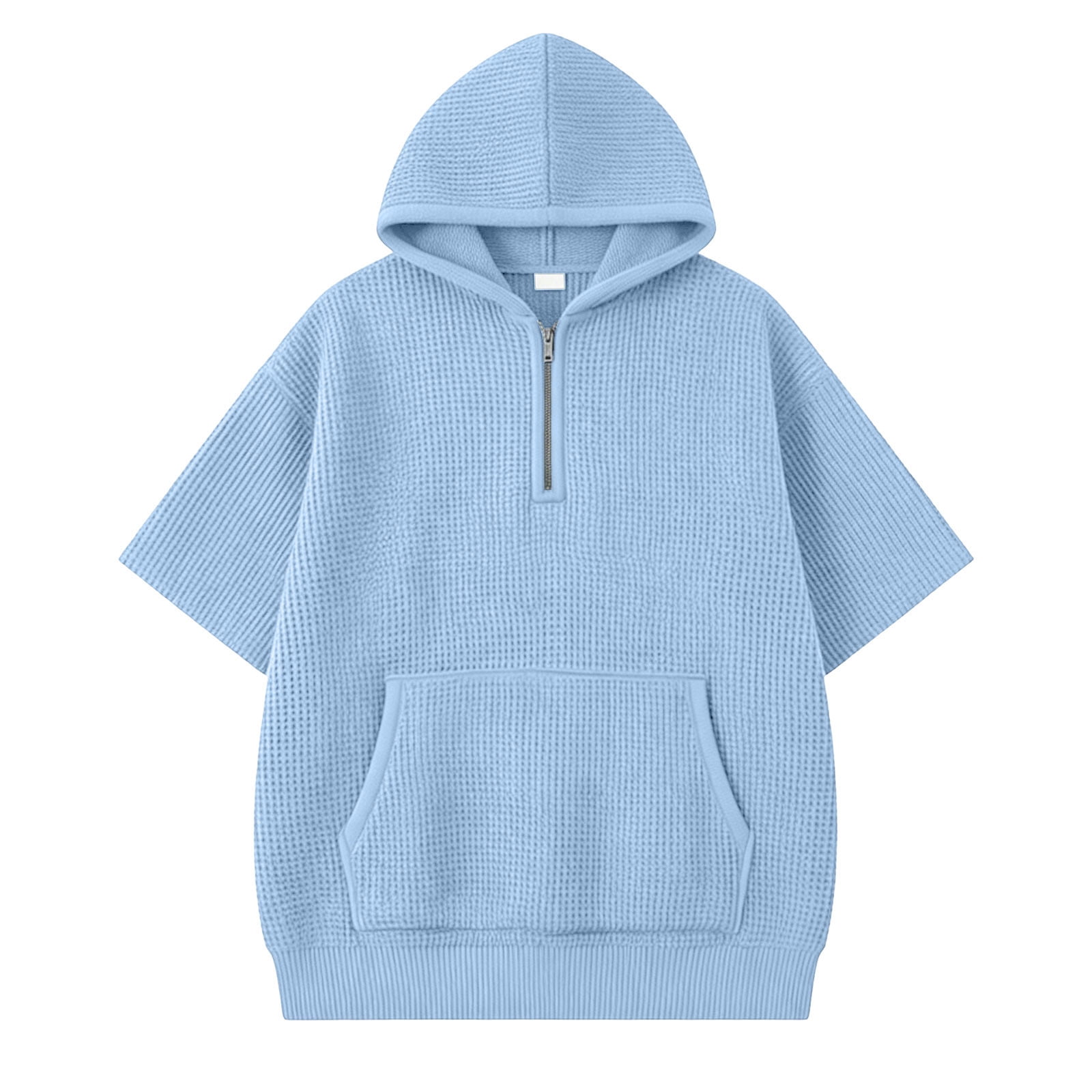 Byoo Toddler Boys Waffle Knit Half-Zip Hoodie Solid Short Sleeve Casual ...