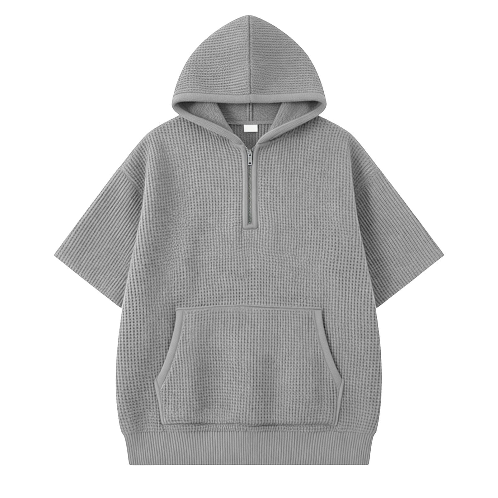 Byoo Toddler Boys Waffle Knit Half-Zip Hoodie Solid Short Sleeve Casual ...
