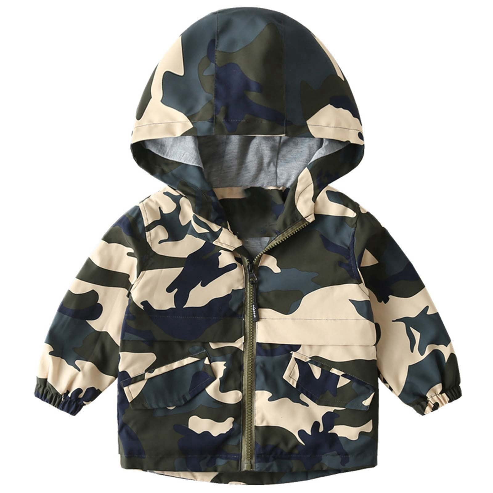Byoo Toddler Boys Windbreaker Jacket Lightweight Zipper Camo Long ...