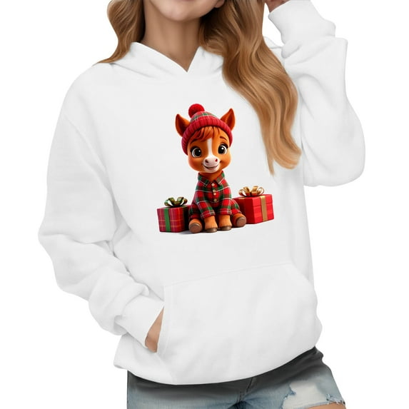 Byoo Toddler Girl Christmas Hoodie Cartoon Animal Graphic Pocket ...
