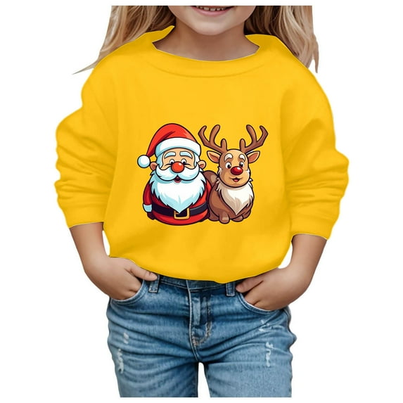Byoo Toddler Girl Christmas Sweatshirt Santa Claus Graphic Full Sleeve ...