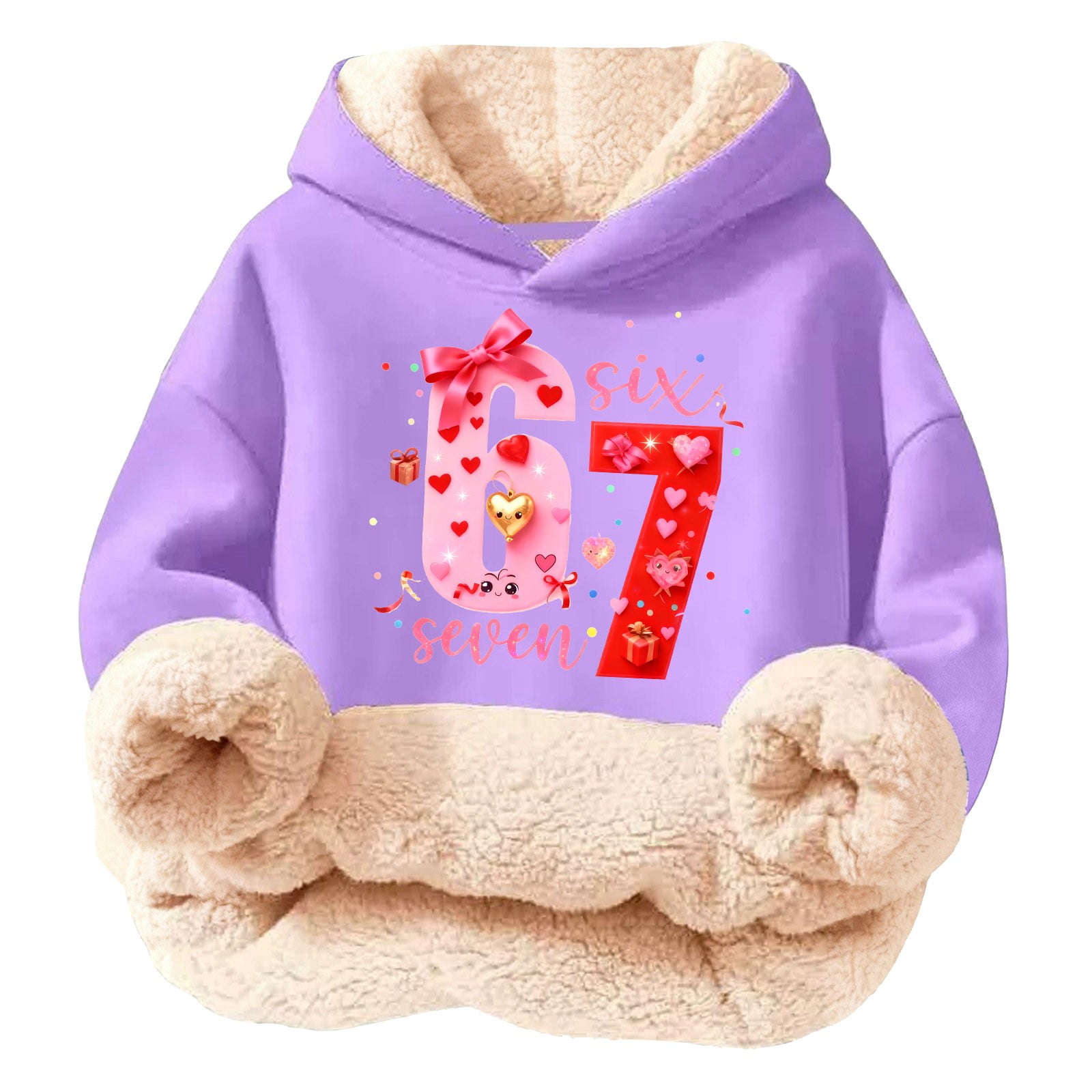 Byoo Toddler Girl Lined Hoodie Number Graphic Hooded Full Sleeve Warm ...