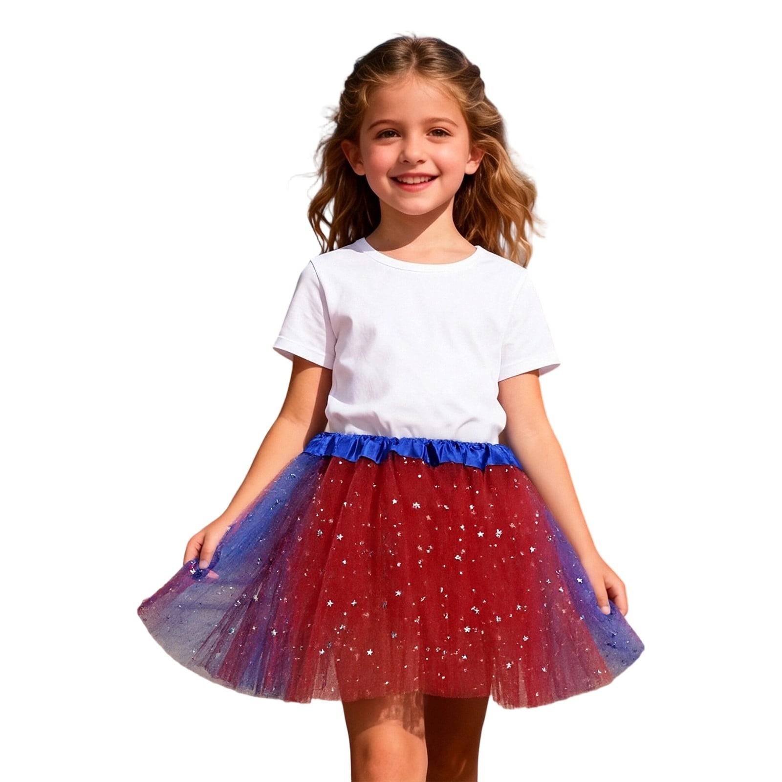 Byoo Toddler Girl Glitter Tulle Tutu Skirt Block Color Elastic High ...