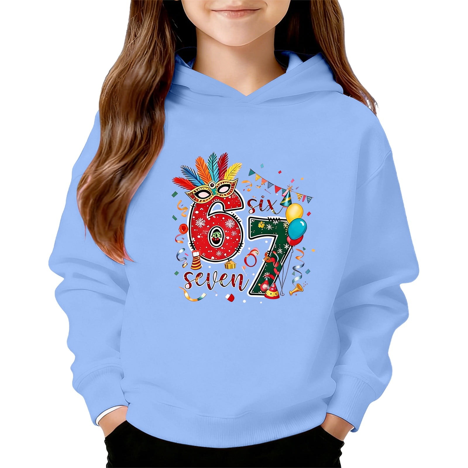 Byoo Toddler Girl Hoodie 67 Number Printing Cute Funny Long-Sleeved ...