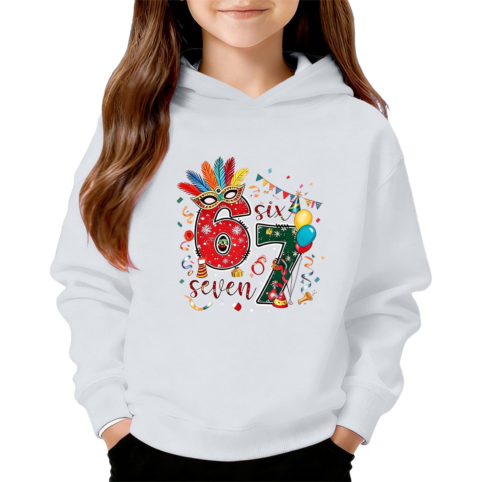 Byoo Toddler Girl Hoodie 67 Number Printing Cute Funny Long-Sleeved ...