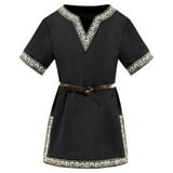 Byoo Toddler Girl Medieval Viking Tunic Dress Embroidered Trim V-Neck ...