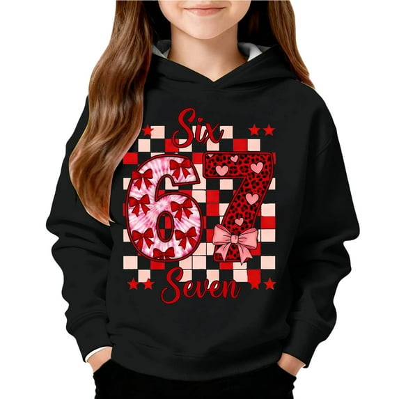 Byoo Toddler Girl Number Graphic Hoodie Valentine's Day Leisure Hoody ...