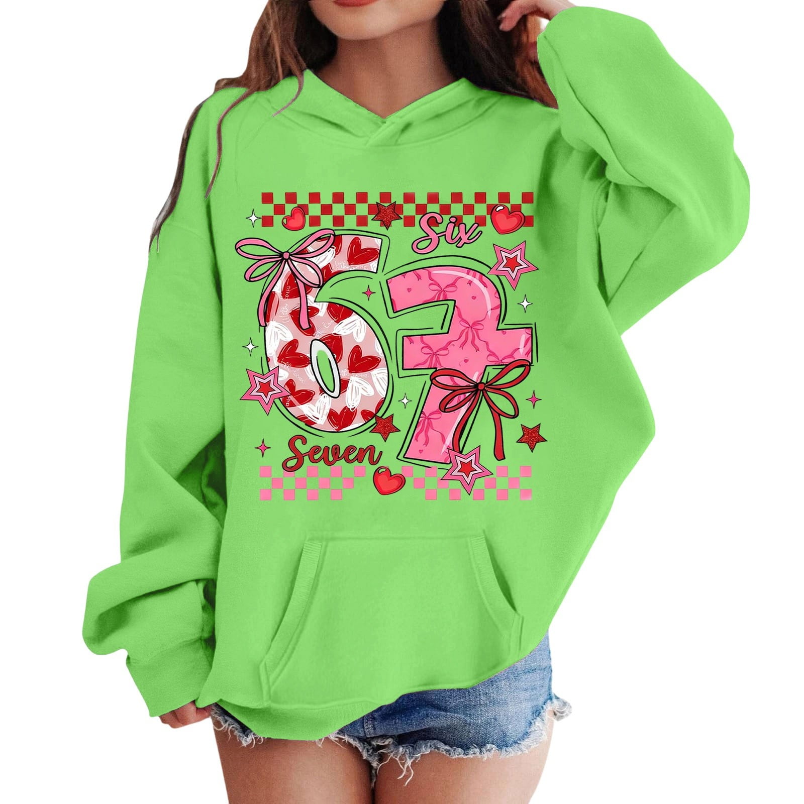 Byoo Toddler Girl Oversize Hoodie Valentine's Day Hooded Pullover Top ...