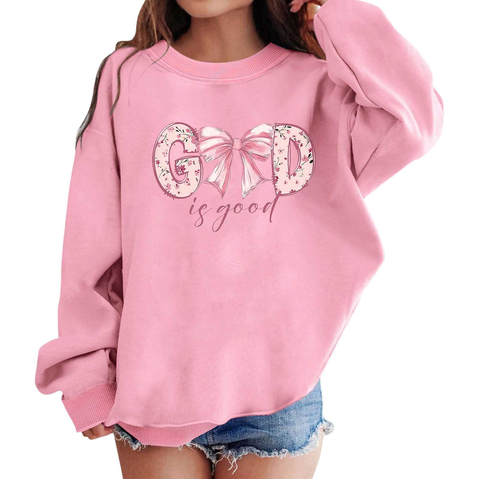 Byoo Toddler Girl Sweatshirt Letter Graphic Oversized Full Sleeve Crew ...