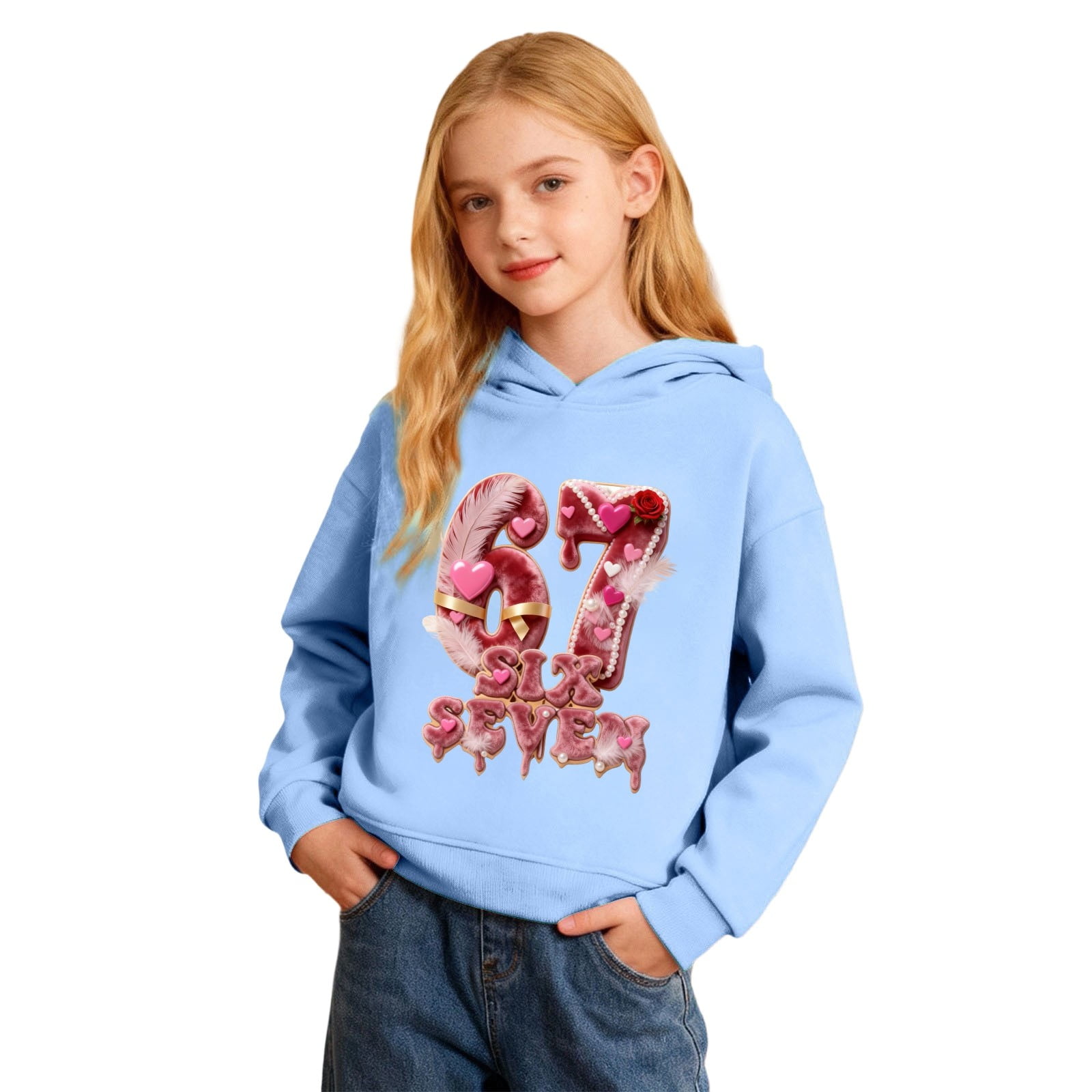 Byoo Toddler Girl Valentine Hoodie Loose Fit Full-Sleeve Hooded ...