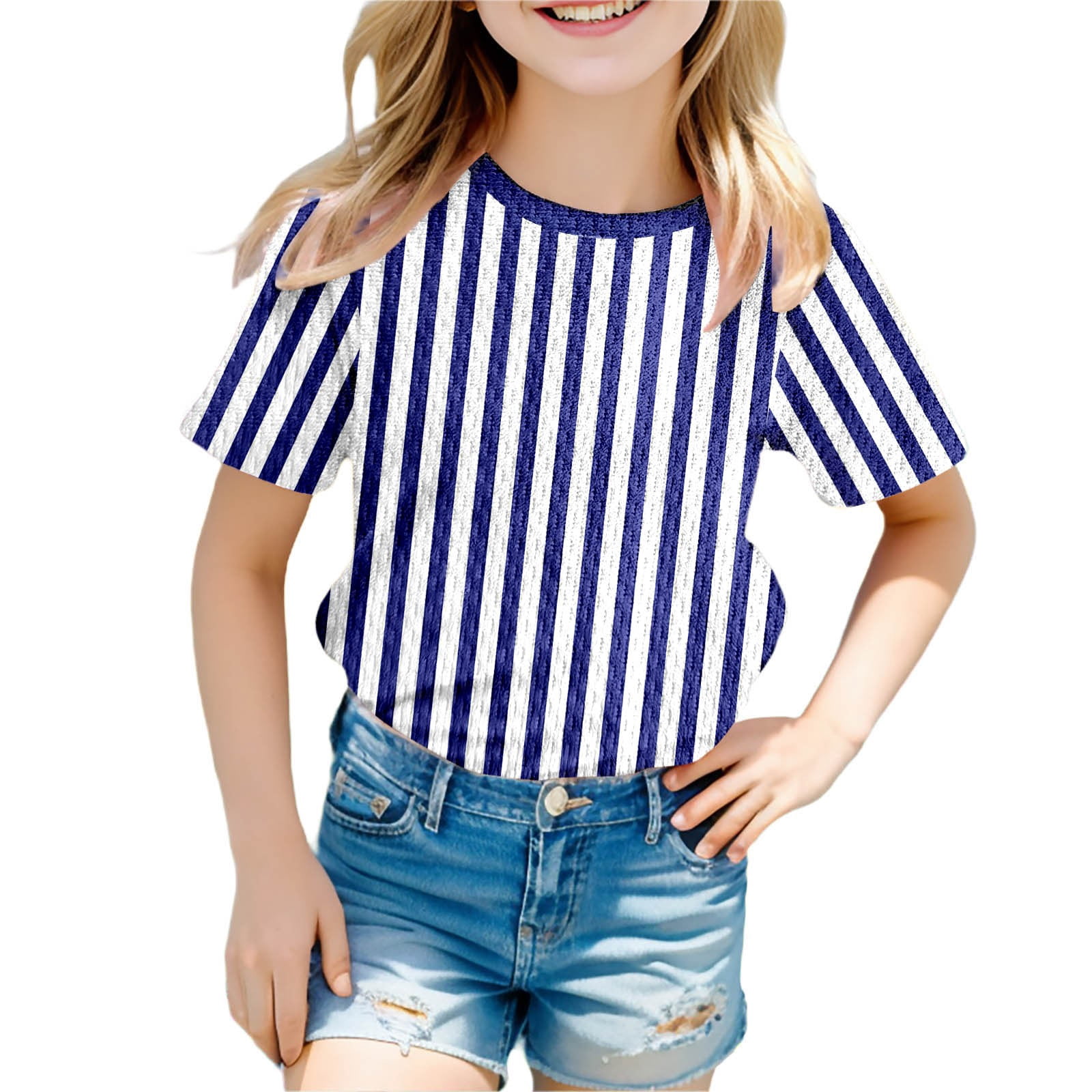 Byoo Toddler Girl's Stripe T Shirt Comfortable Short Sleeve Casual Tee Shirt Party Active ...