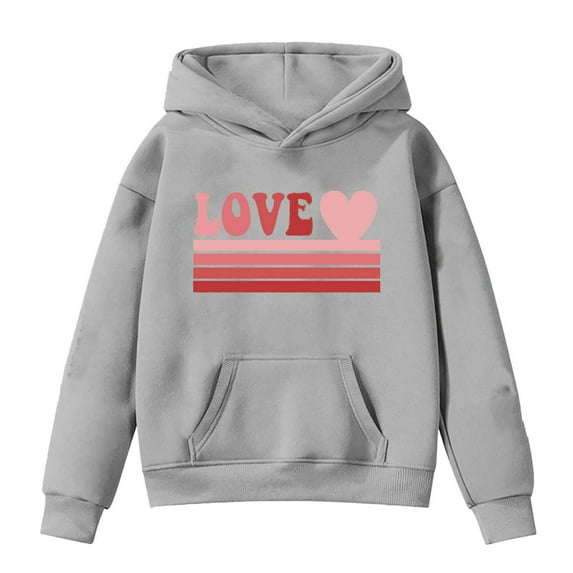 Byoo Toddler Girl's Valentine Hoodie Cute Letter Graphic Long Sleeve ...