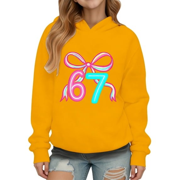 Byoo Toddler Girls 67 Number Printed Hoodie Casual Cute Full Sleeve ...