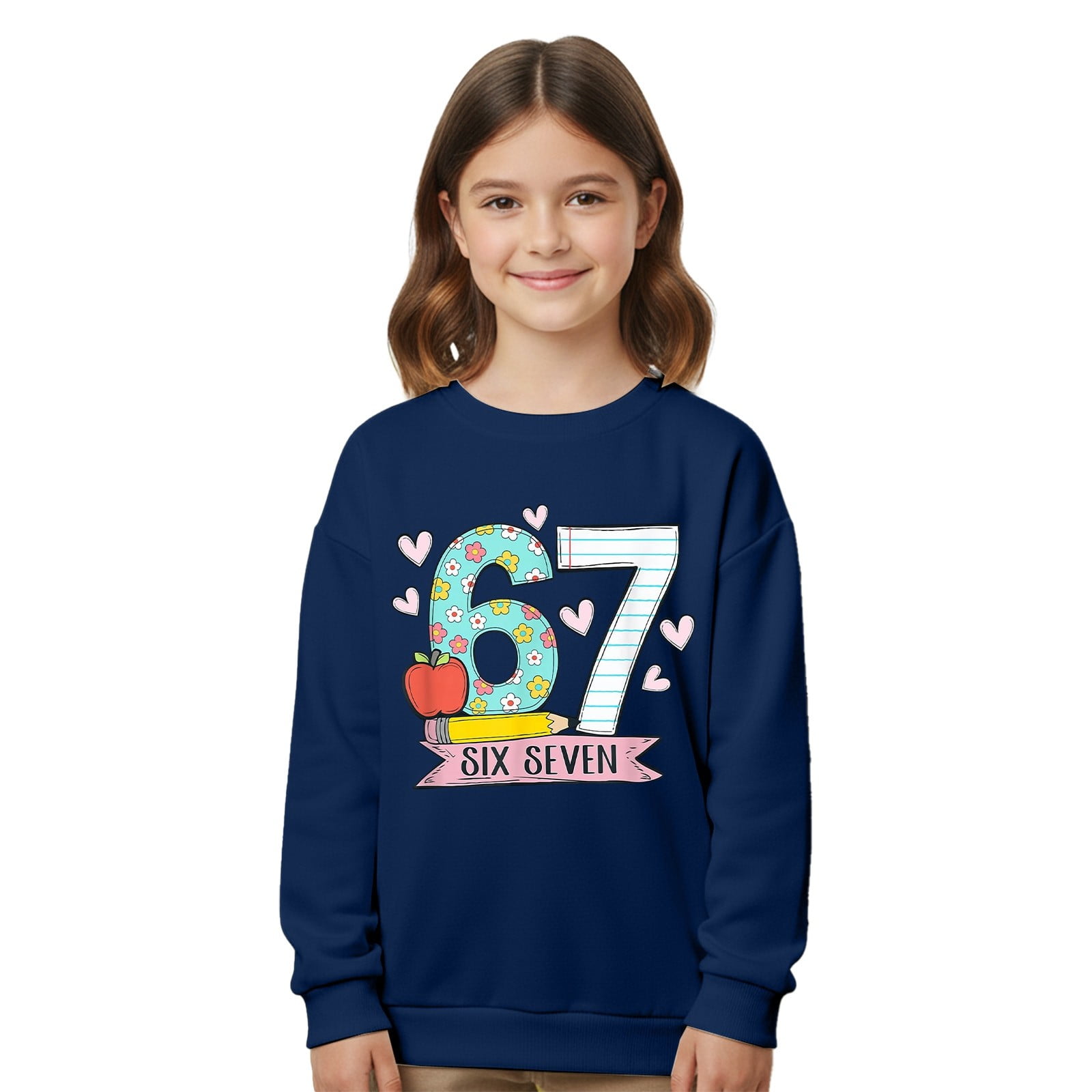 Byoo Toddler Girls 67 Number Printing Sweatshirt Lightweight Round Neck ...