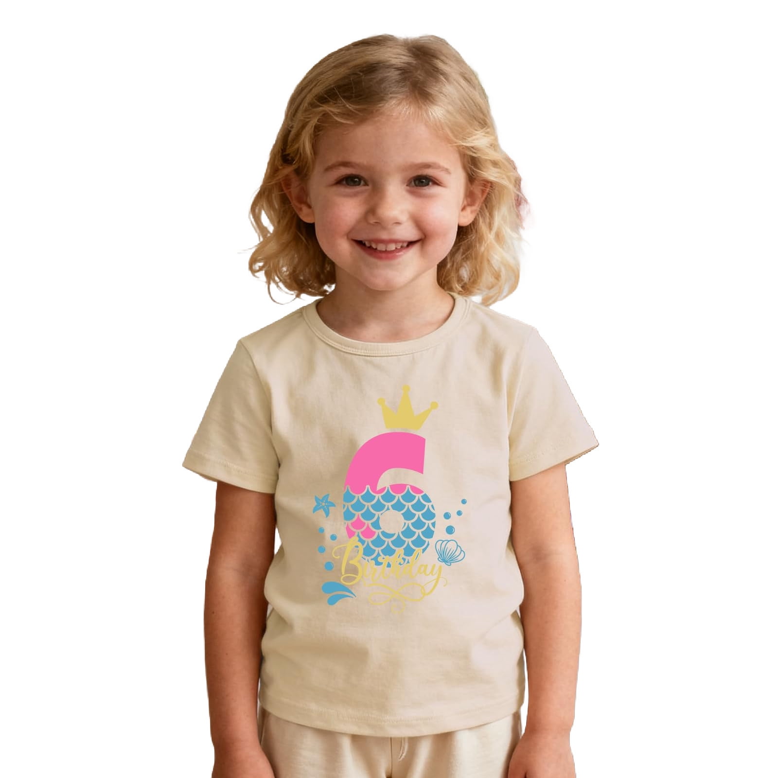 Byoo Toddler Girls 6th Birthday T-Shirt Cute Number Graphic Short ...