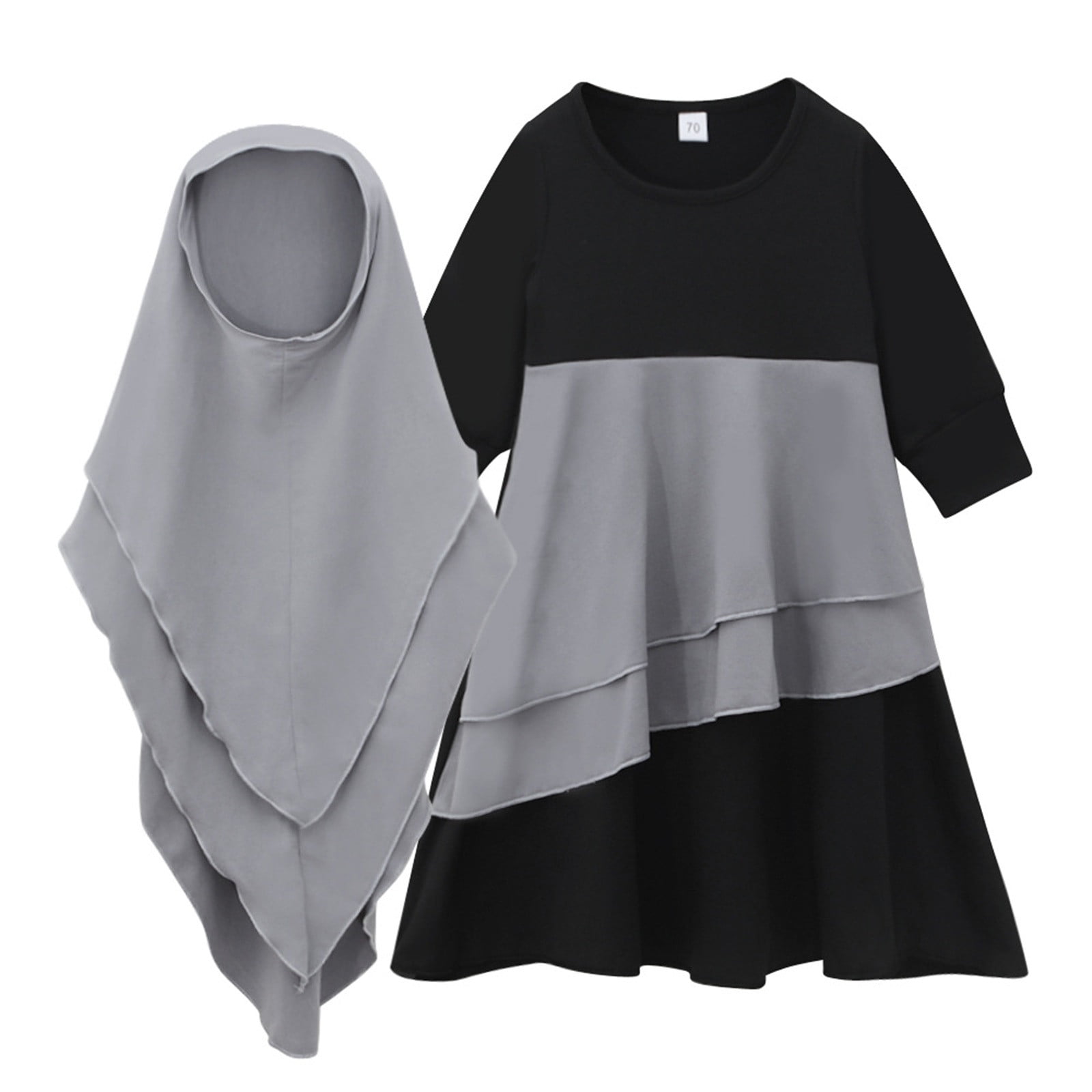 Byoo Toddler Girls' Abaya with Hijab Full Length Long Sleeve Robe Burka ...