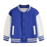 Byoo Toddler Girls Baseball Jacket Colorblock Button Down Long Sleeved ...