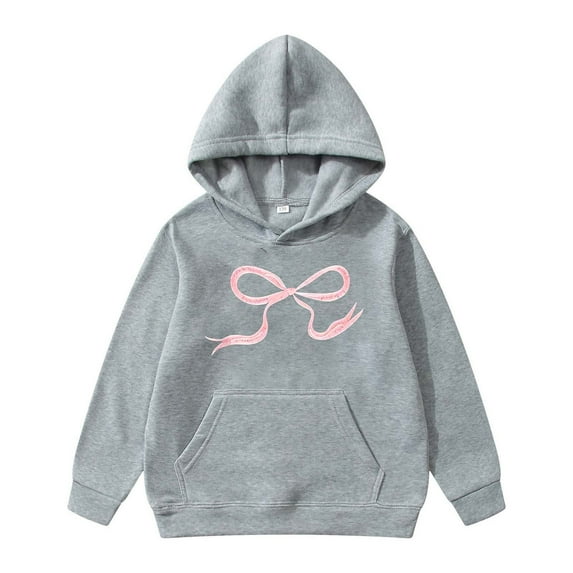 Byoo Toddler Girls Bow Graphic Hoodie Sweatshirt Full-Sleeve Oversize ...
