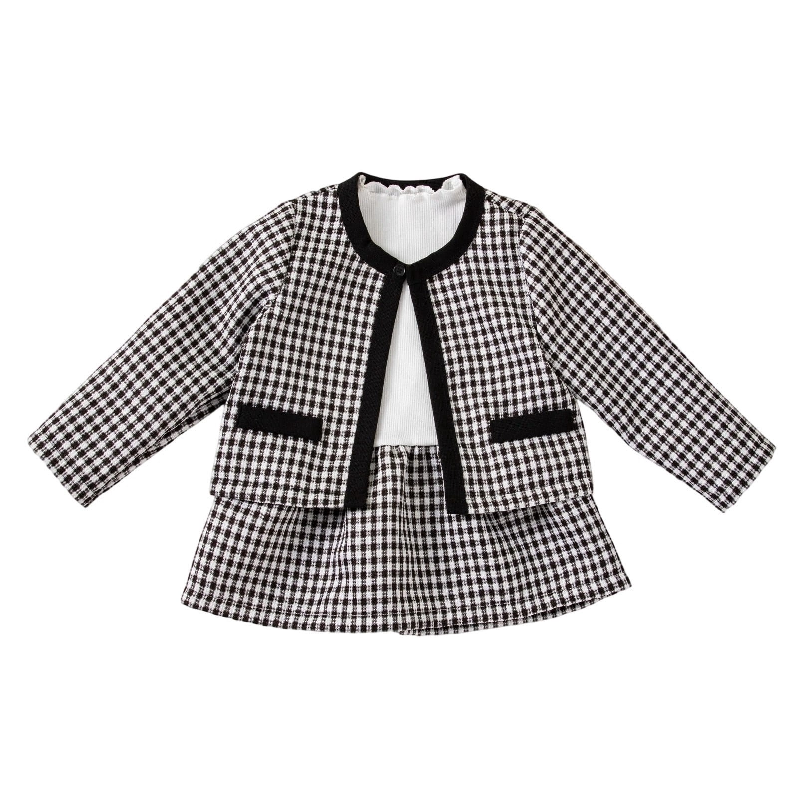 Byoo Toddler Girls Checkered Plaid Outfits Pocket Long Sleeve Shirt ...