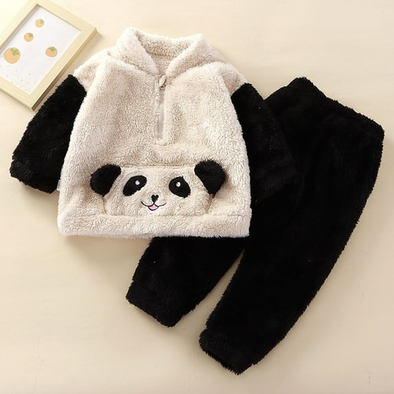 Byoo Toddler Girls Flannel Loungewear Outfits Set Fleece Cartoon Animal ...