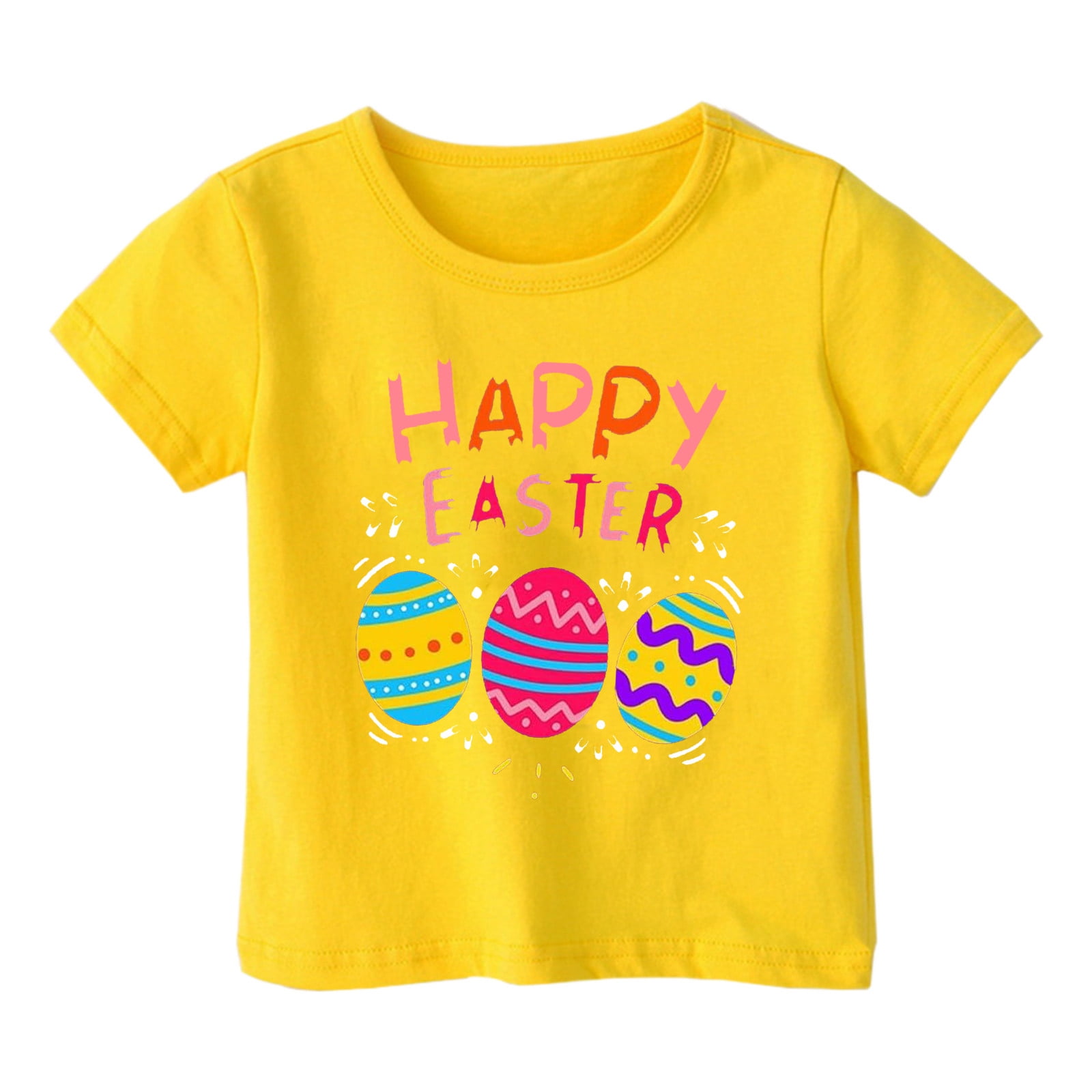Byoo Toddler Girls Happy Easter Letter Print T Shirts Short Sleeve ...