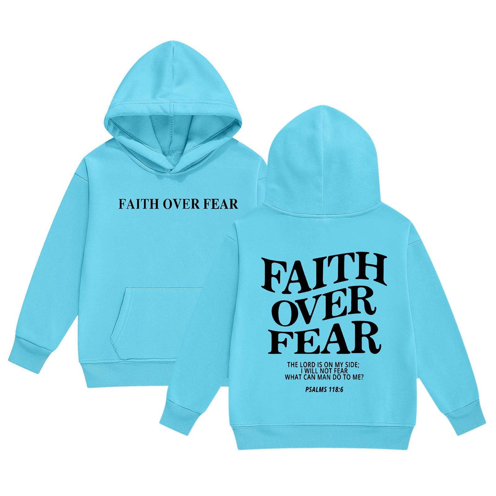 Byoo Toddler Girls Hoodie Faith Over Fear Letter Printed Long Sleeved ...