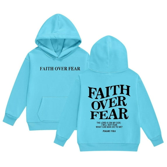 Byoo Toddler Girls Hoodie Faith Over Fear Letter Printed Long Sleeved ...