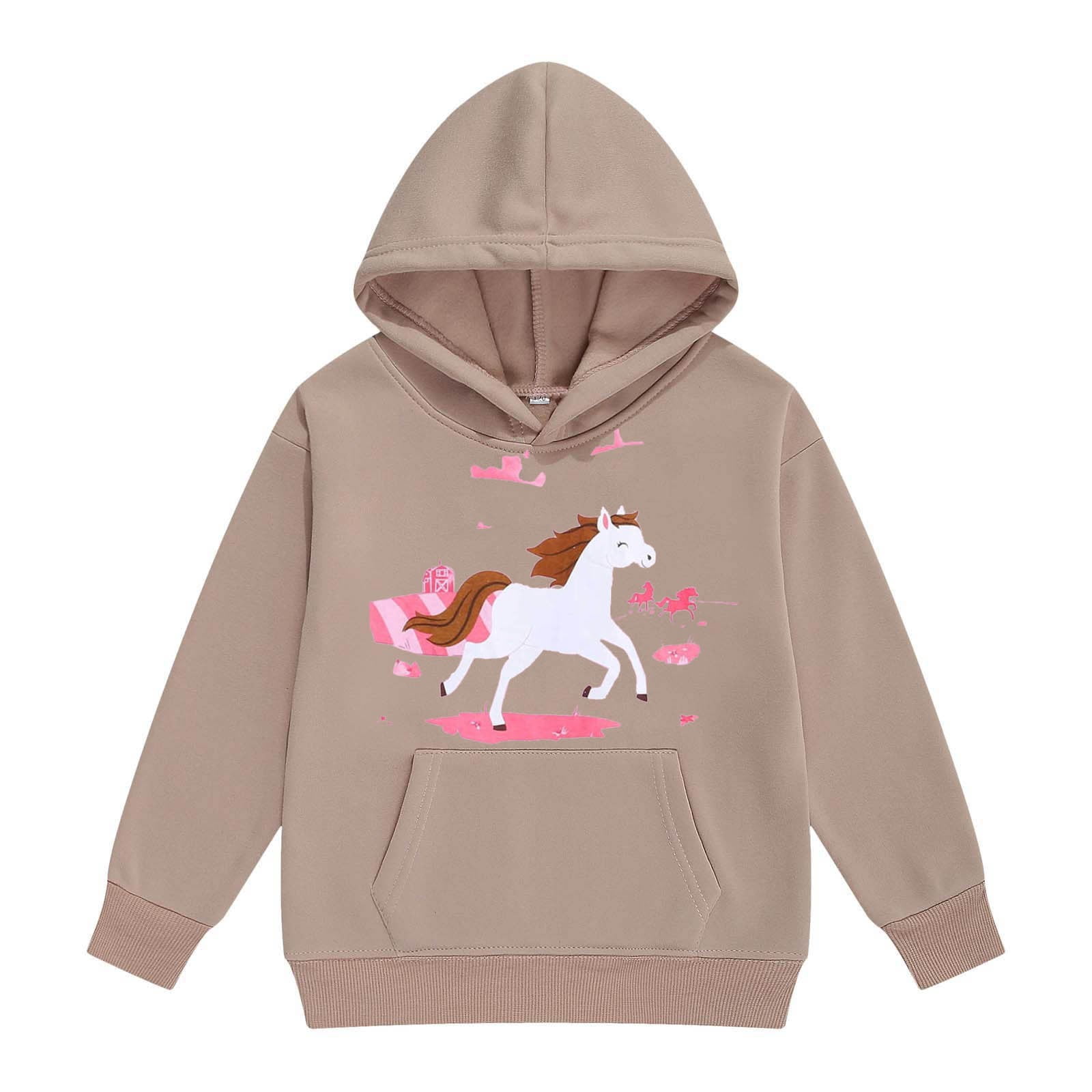 Byoo Toddler Girls Horse Print Hoodie Cute Cartoon Casual Hooded ...