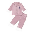 Byoo Toddler Girls Matching Outfits Christmas Satin Solid Button Down Shirt Trousers Nightwear ...