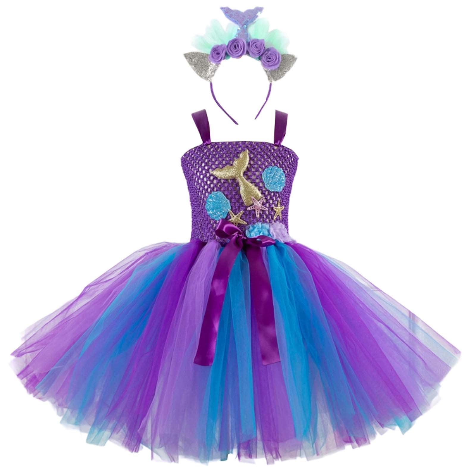 Byoo Toddler Girls Mesh Dress Puffy Fish Decoration A-Line Spaghetti ...