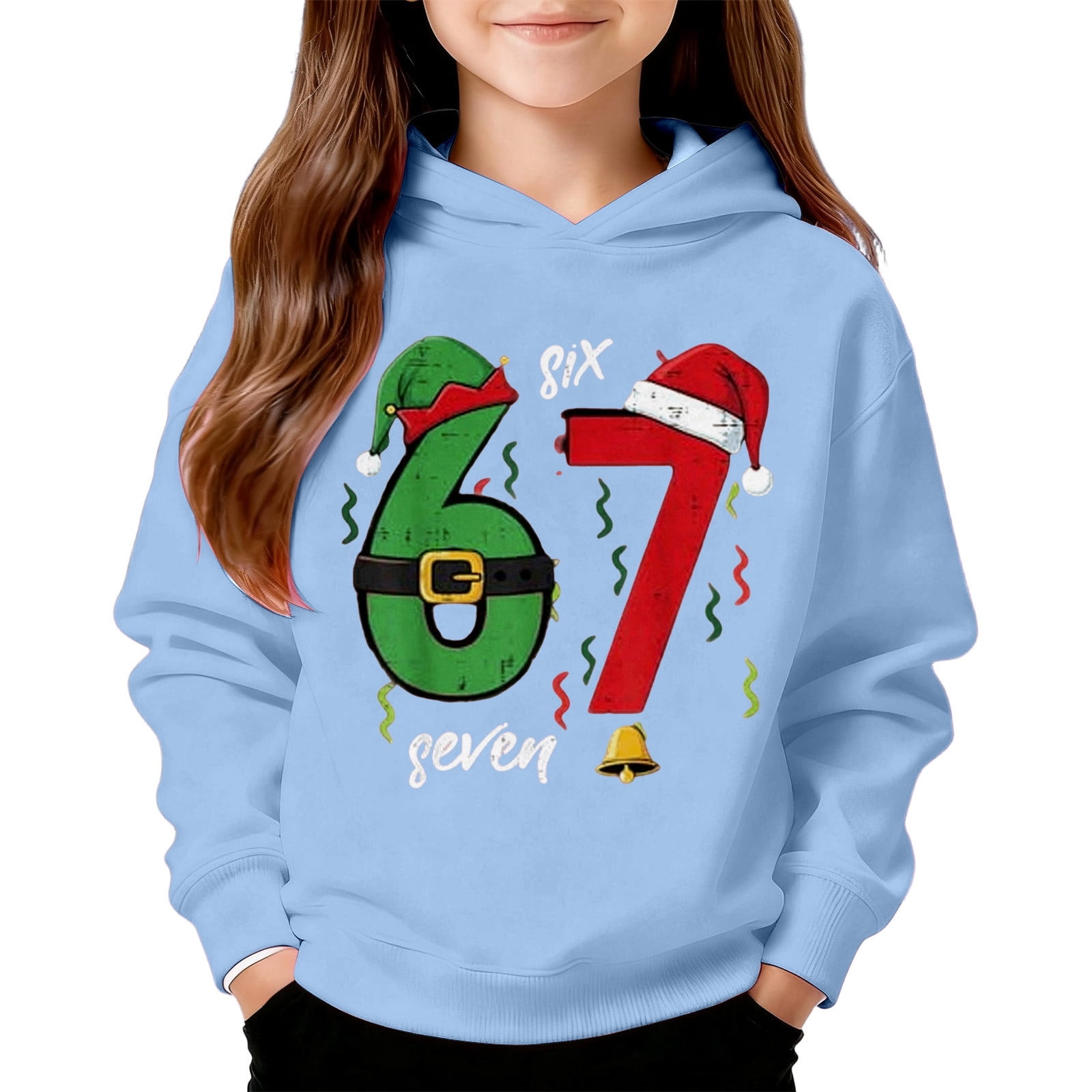 Byoo Toddler Girls Number Print Hooded Sweatshirt Long Sleeve Holiday ...